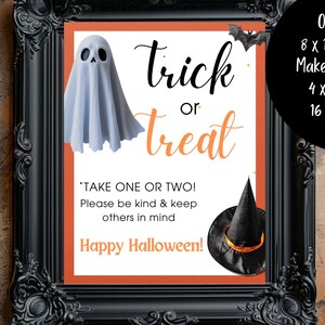 Trick or Treat Sign, Halloween Candy Sign, Printable Halloween ...