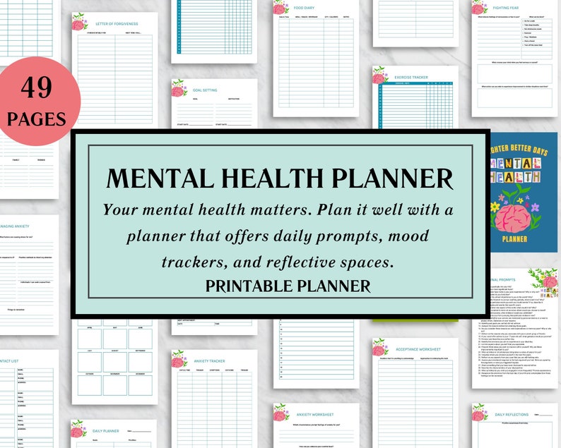 Mental Health Planner, Printable Planners, Anxiety Journal, Self Care ...