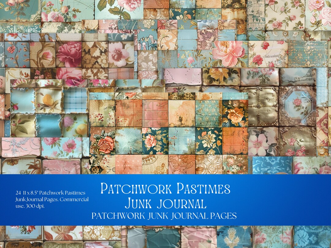 Patchwork Paper, Patchwork Journal, Junk Journal Kit, Junk Journal Paper, Printable Journal ...
