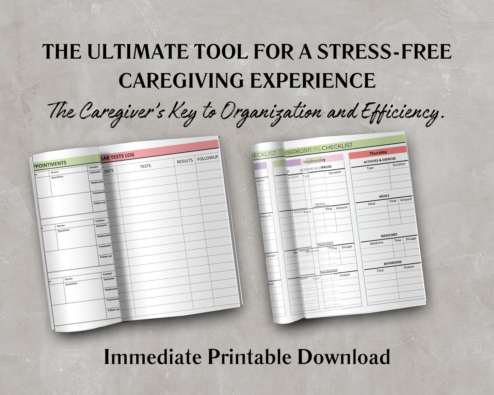 Caregiver Checklist, Caregiver Planner, Caregiver Daily Log, Caregiver ...