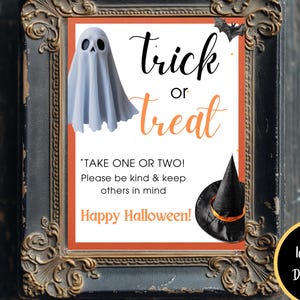 Trick or Treat Sign, Halloween Candy Sign, Printable Halloween ...
