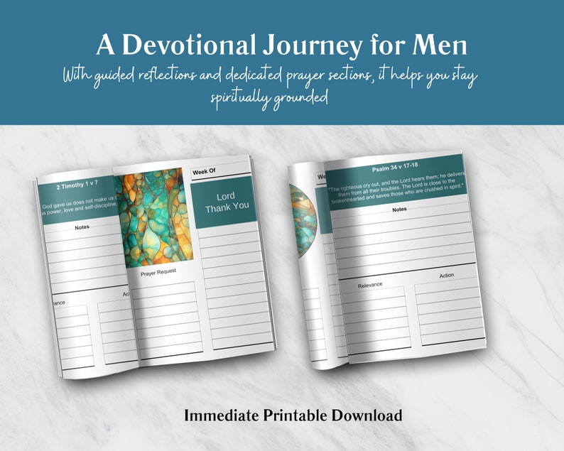Christian Journal, Prayer Journal for Men, Bible Study Journal, Daily ...
