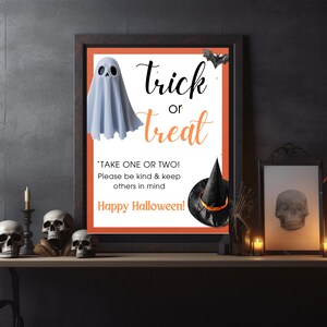 Trick or Treat Sign, Halloween Candy Sign, Printable Halloween ...