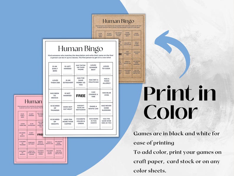 Human Bingo Game, Fillable Editable, Instant Download, Digital ...