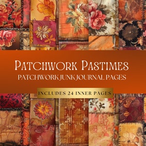 Patchwork Journal, Orange Junk Journal, Junk Journal Kit, Junk Journal Pages, Scrapbooking Paper ...