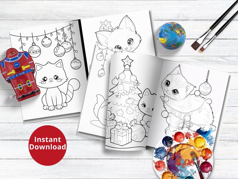 Cat Coloring Book, Cat Coloring Pages, Christmas Cats, Christmas ...
