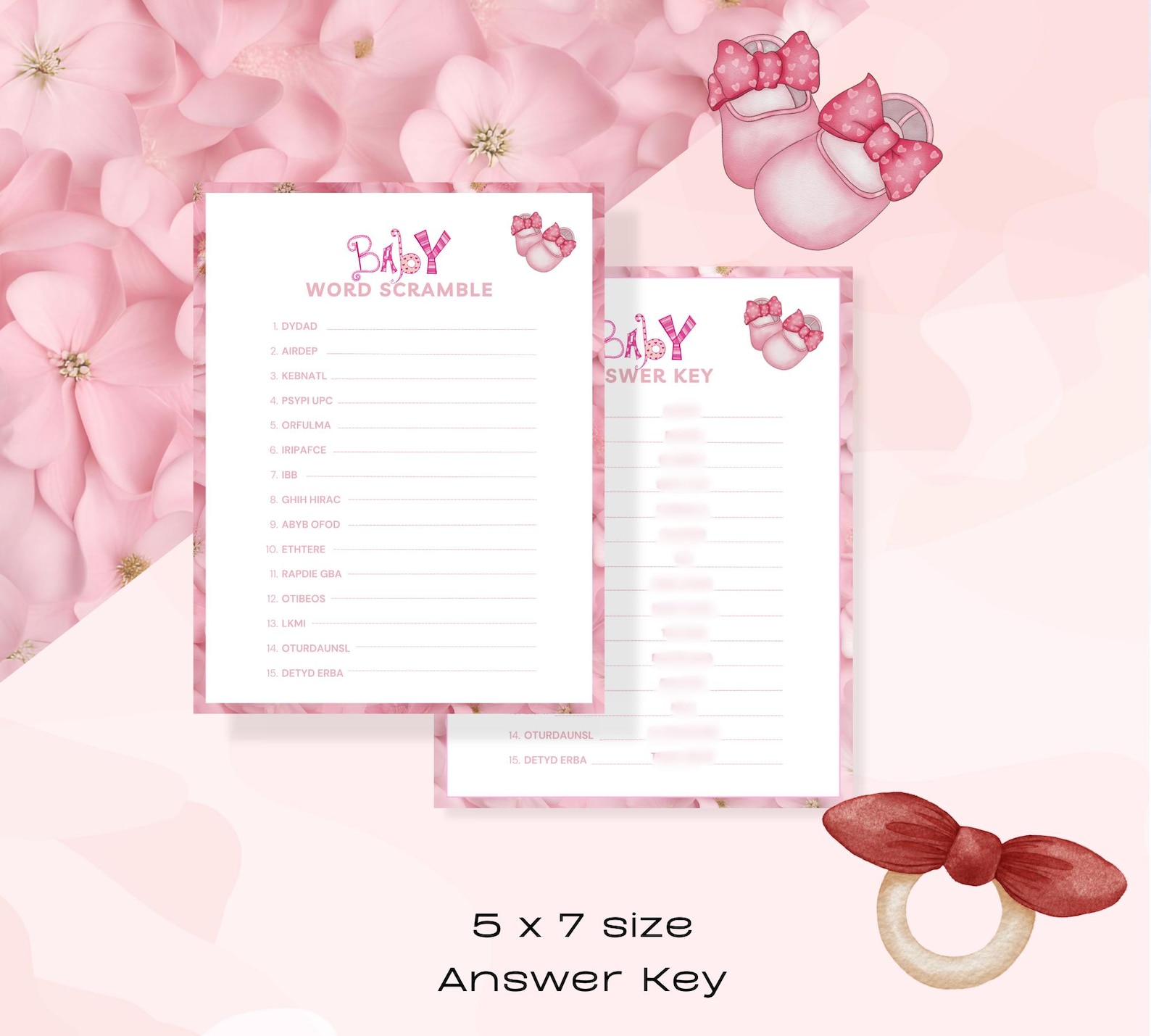 Baby Word Scramble, Girl Baby Shower, Baby Shower Bingo, Printable Baby ...