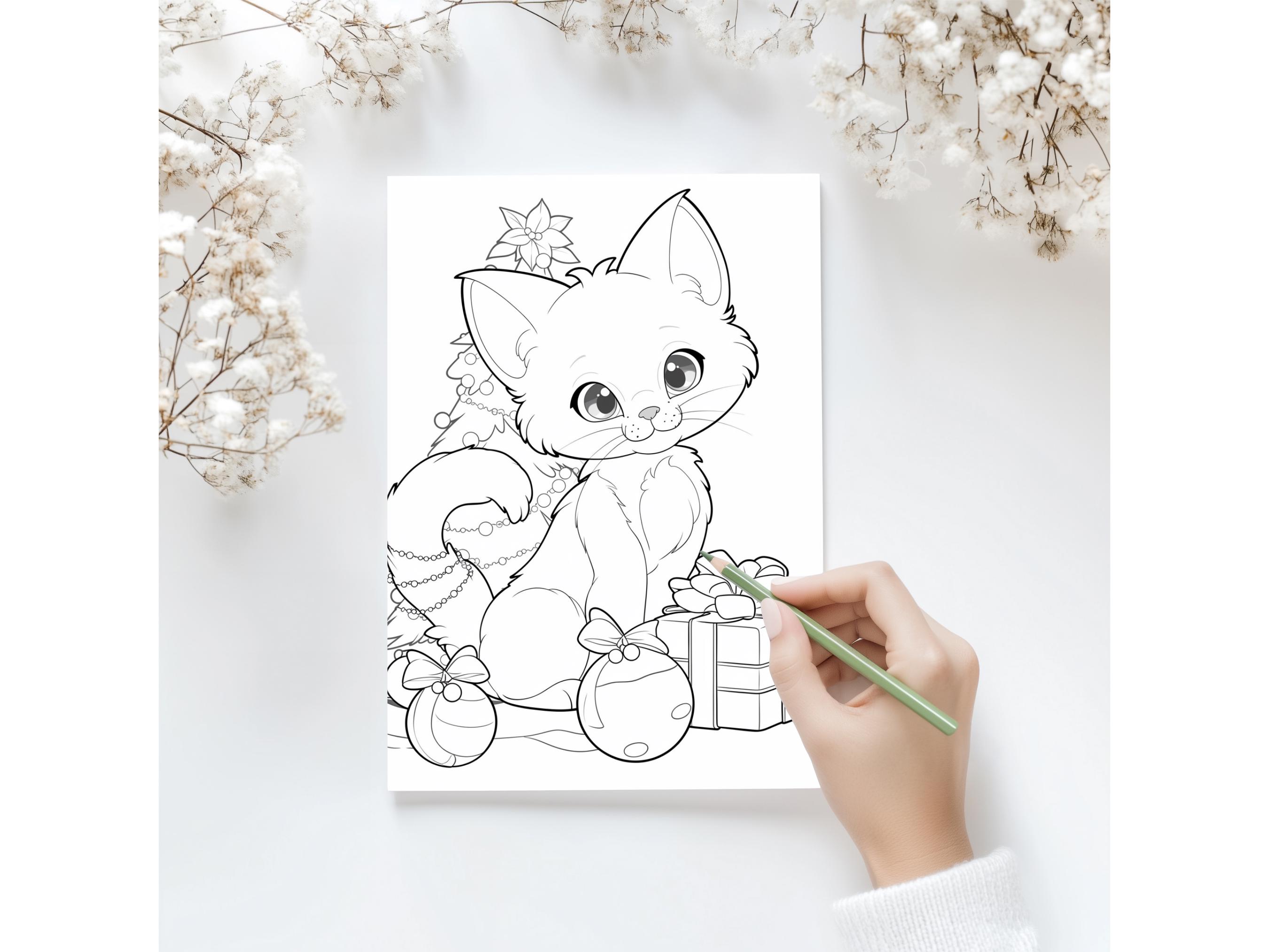 Cat Coloring Book, Cat Coloring Pages, Christmas Cats, Christmas ...