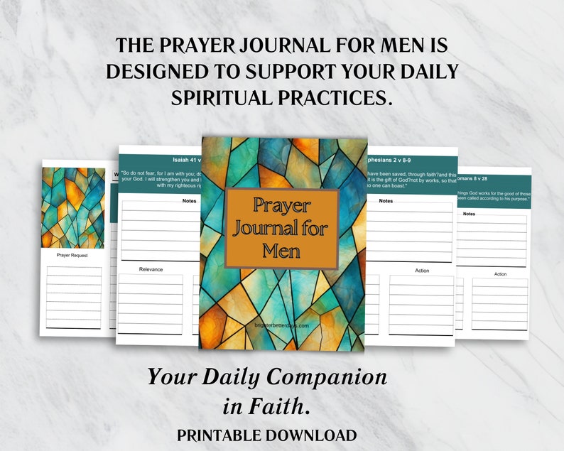 Christian Journal, Prayer Journal for Men, Bible Study Journal, Daily ...