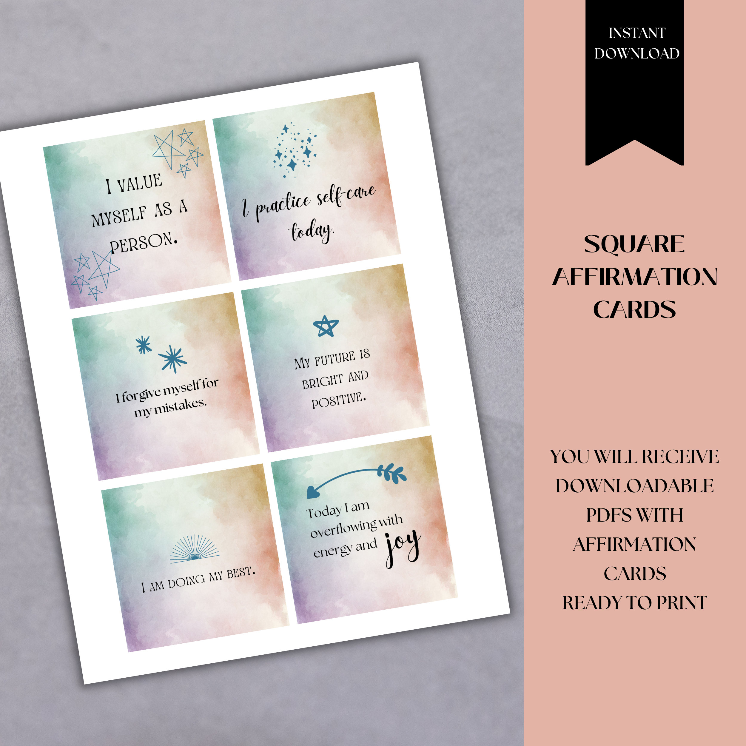 Positive Affirmation, Printable Encouragement Cards, Daily Affirmation ...