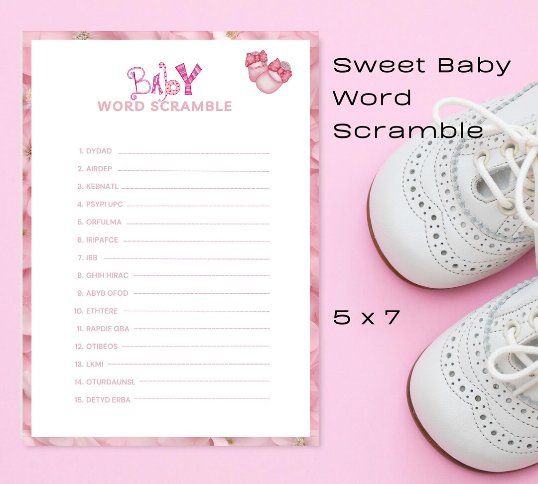 Baby Word Scramble, Girl Baby Shower, Baby Shower Bingo, Printable Baby ...