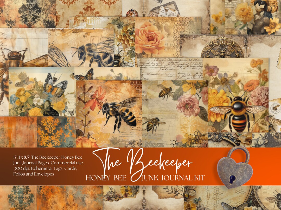 The Beekeeper Junk Journal Kit, Honey Bee Journal, Printable Journal ...