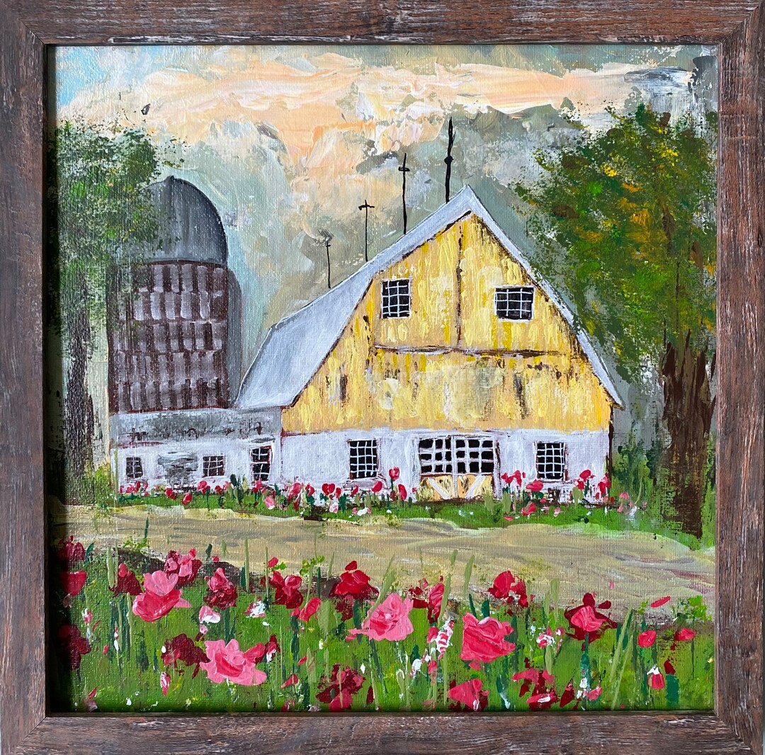 Rustic Yellow Barn Original Painting - Etsy