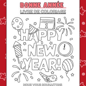 Happy New Year French Colouring Activity Worksheet - Etsy Canada