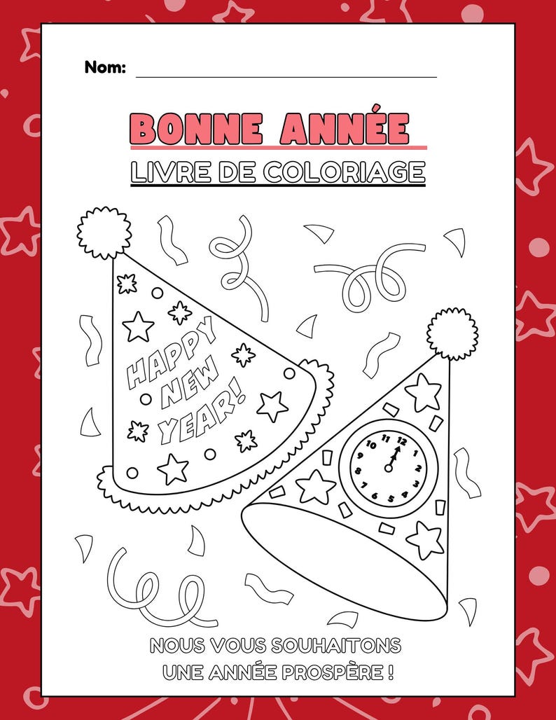 Happy New Year French Colouring Activity Worksheet - Etsy Canada
