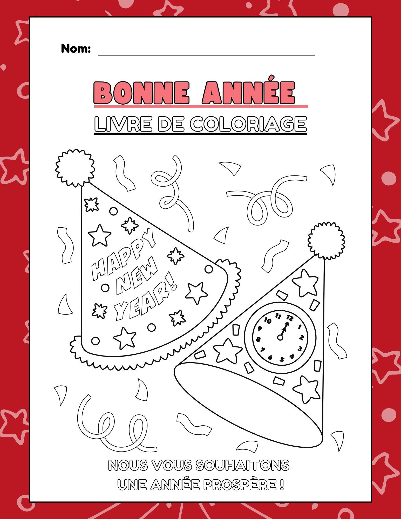 Happy New Year French Colouring Activity Worksheet - Etsy Canada