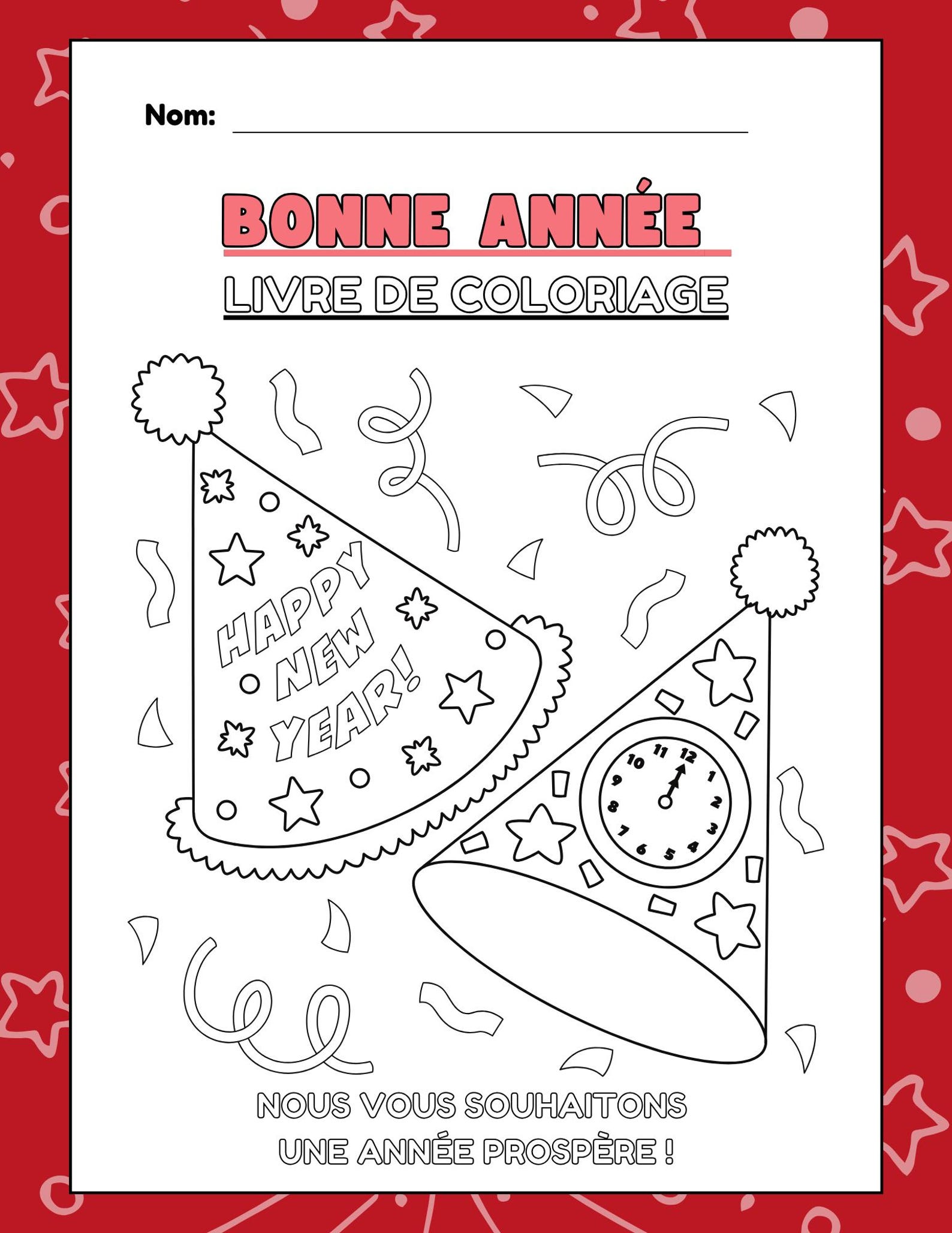 Happy New Year French Colouring Activity Worksheet - Etsy Canada