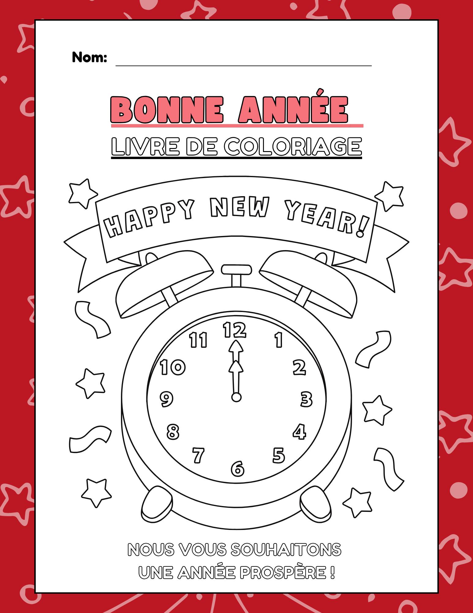 Happy New Year French Colouring Activity Worksheet - Etsy Canada
