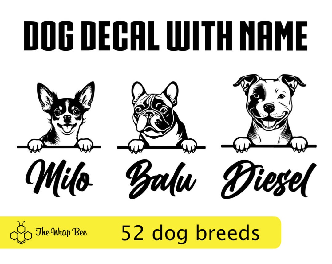 Personalized Dog Breed With Name Sticker / Decal - Etsy