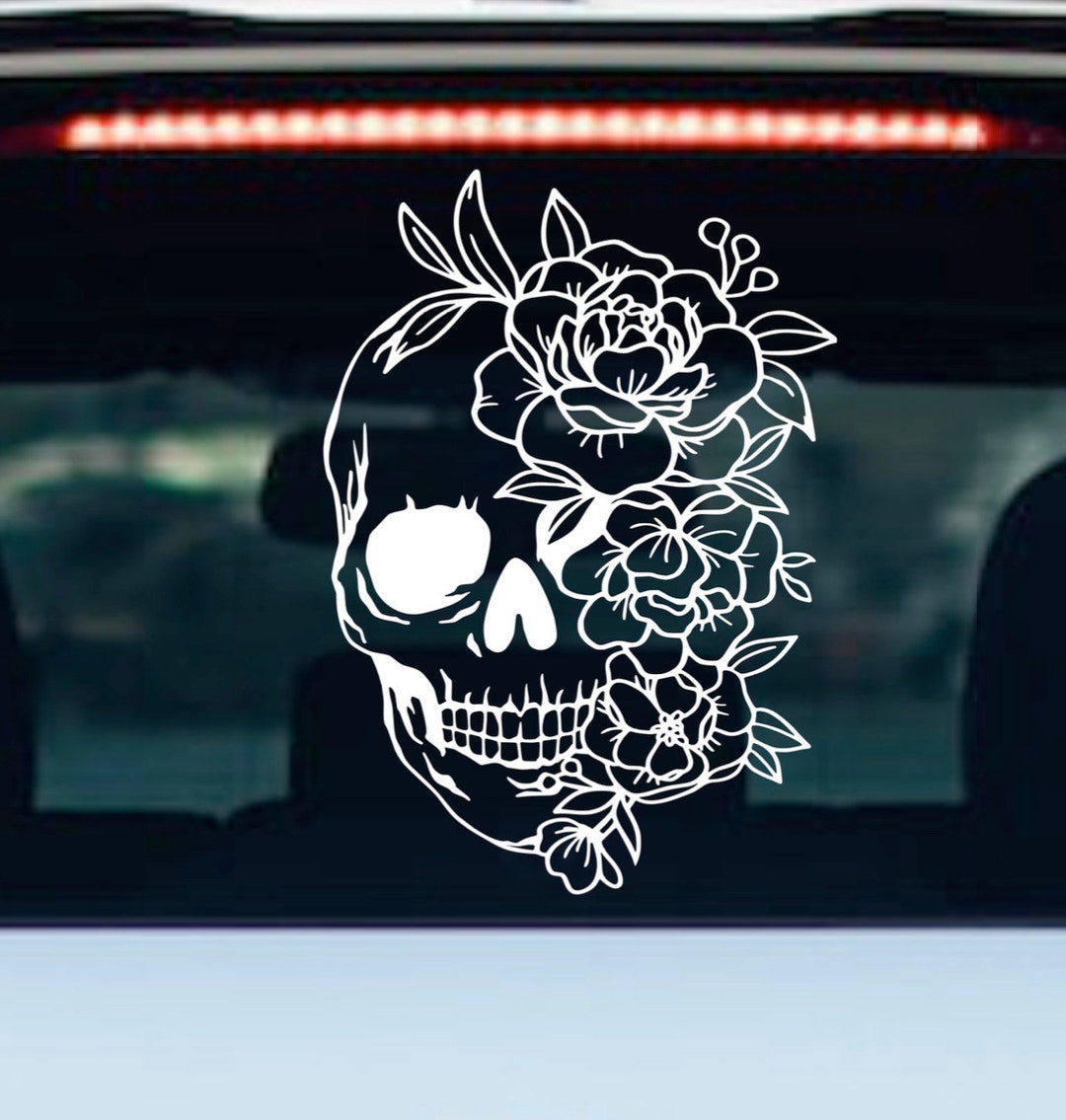 Flower Skull Sticker/decal. - Etsy