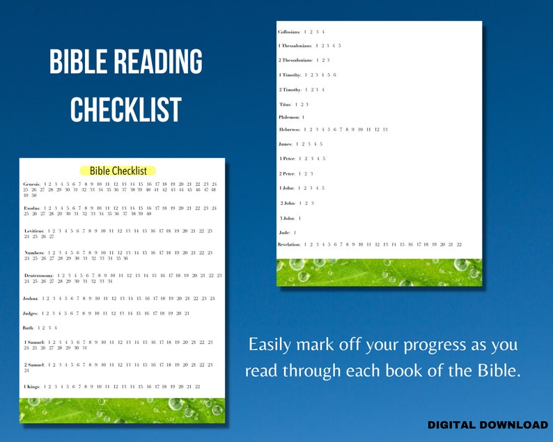 Bible Reading Checklist - Etsy