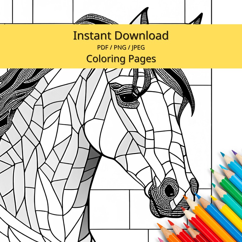 Cubism Horses Coloring Pages 3 Pack Adult Coloring Book - Etsy