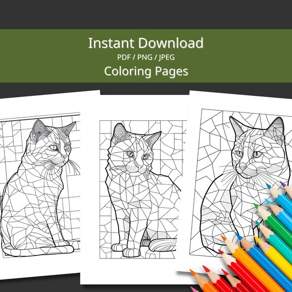 Cat Coloring Pages - Etsy