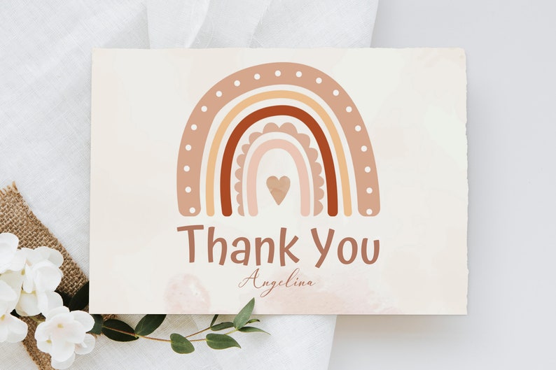 Bohemian Birthday Thank You Card Boho Rainbow Birthday Kids - Etsy