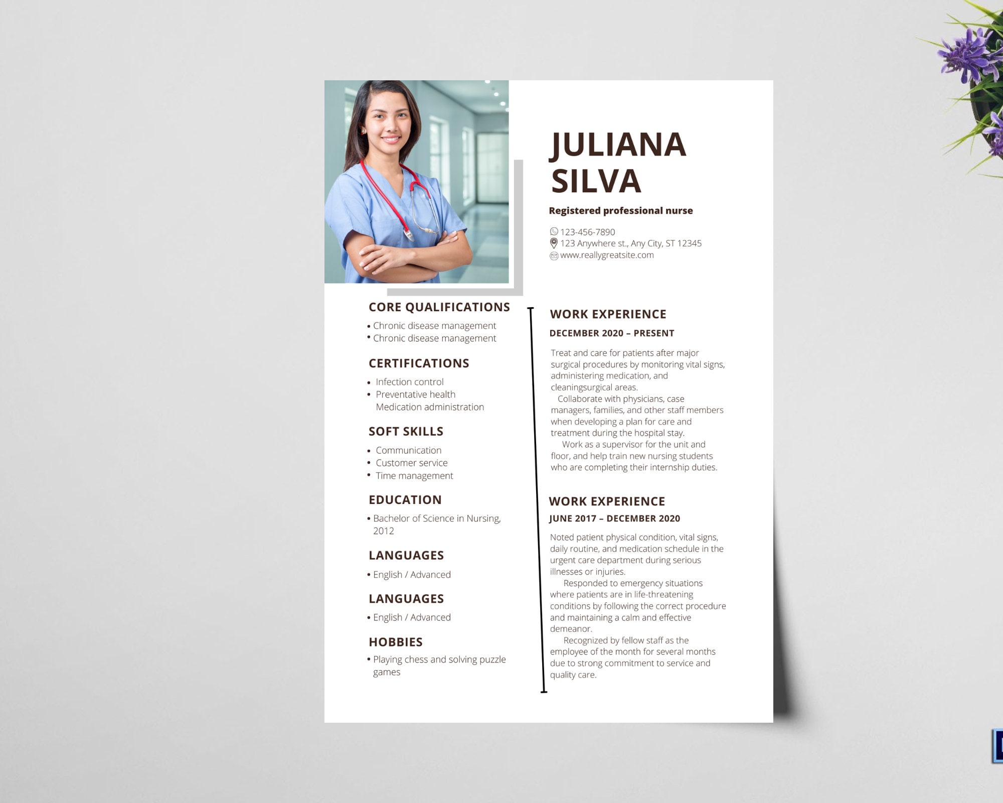 Registered Nurse Editable Cv Template Minimalist Resume Template ...