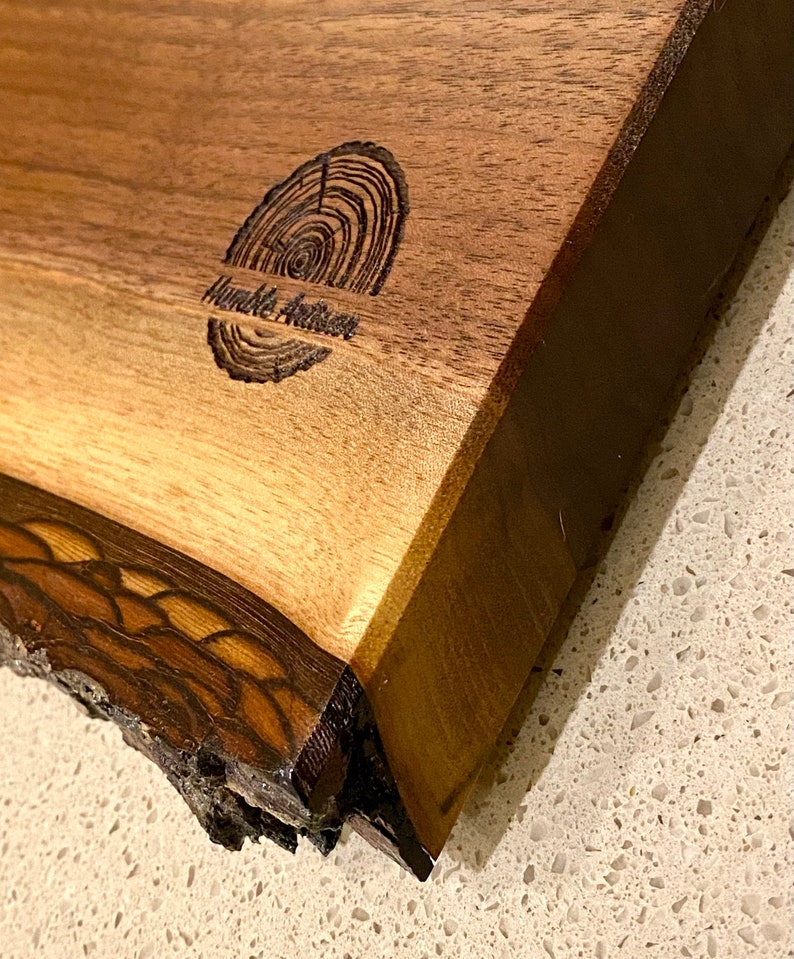 Dark Walnut, Bark Live Edge, Rustic Cutting Board, Charcuterie ...