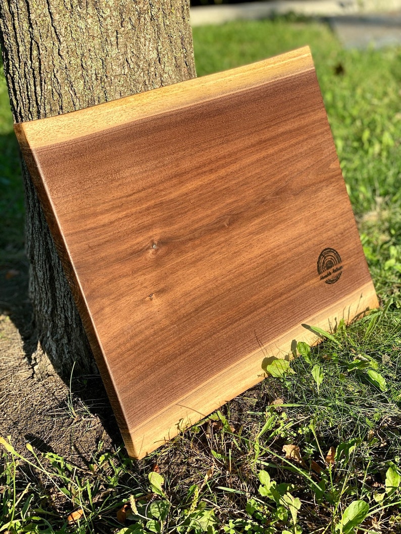 Dark Walnut, Bark Live Edge, Rustic Cutting Board, Charcuterie ...