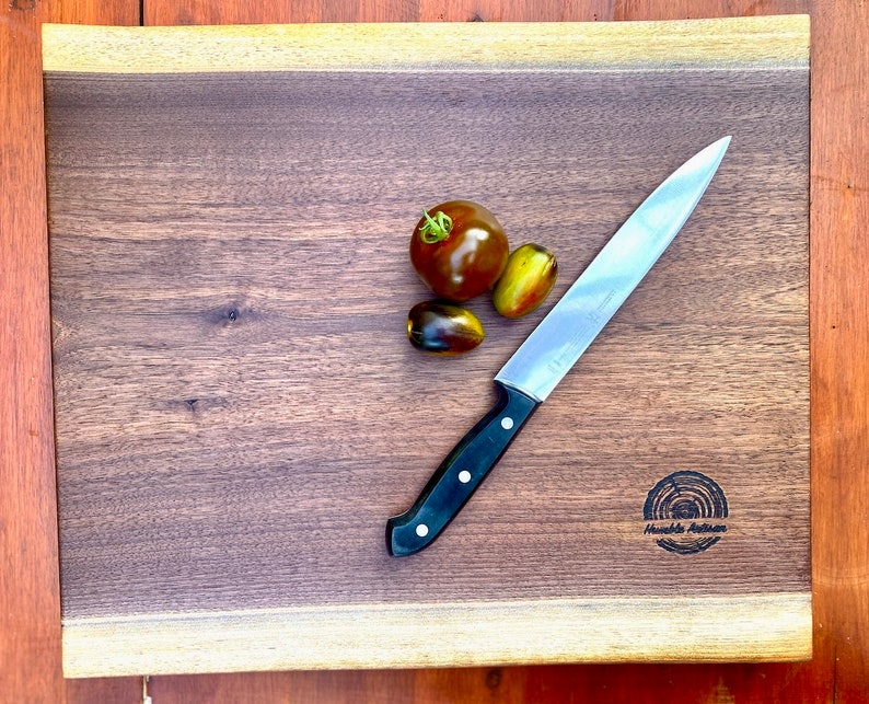 Dark Walnut, Bark Live Edge, Rustic Cutting Board, Charcuterie ...