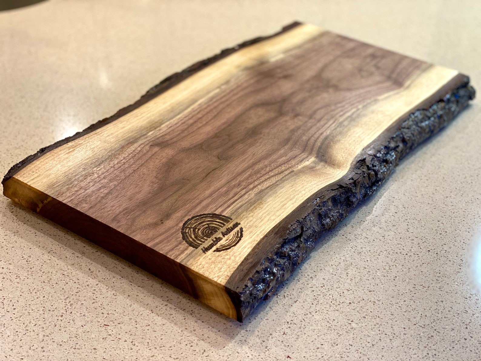Dark Walnut, Bark Live Edge, Rustic Cutting Board, Charcuterie ...