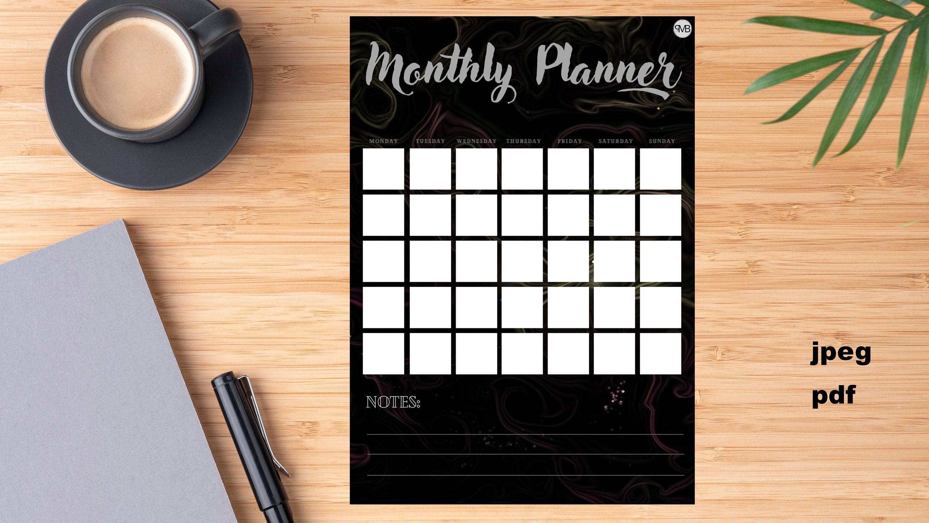 Printable Calendar Monthly Calendar Planner Digital - Etsy