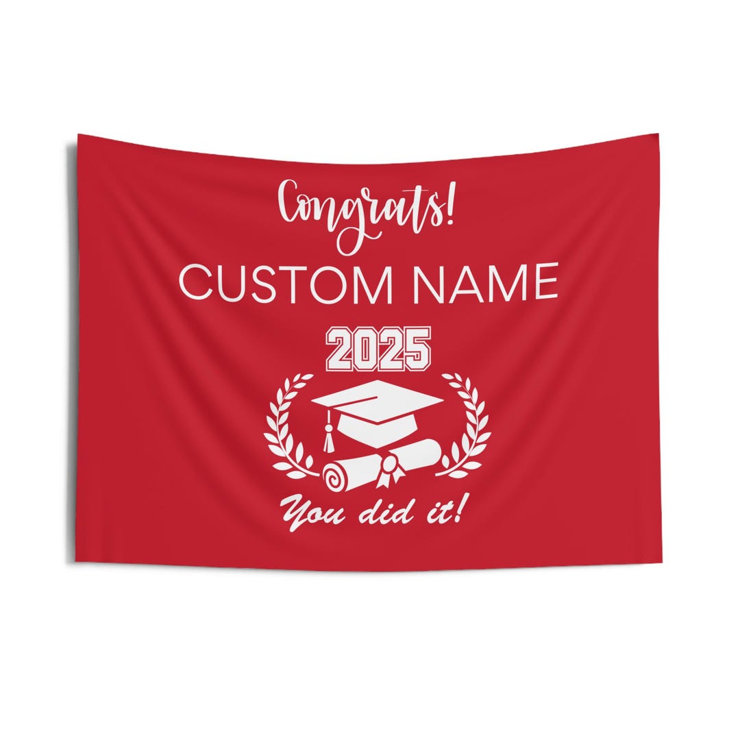 Custom Graduation Wall Tapestry, Class of 2025 Decor, Personalized Grad ...