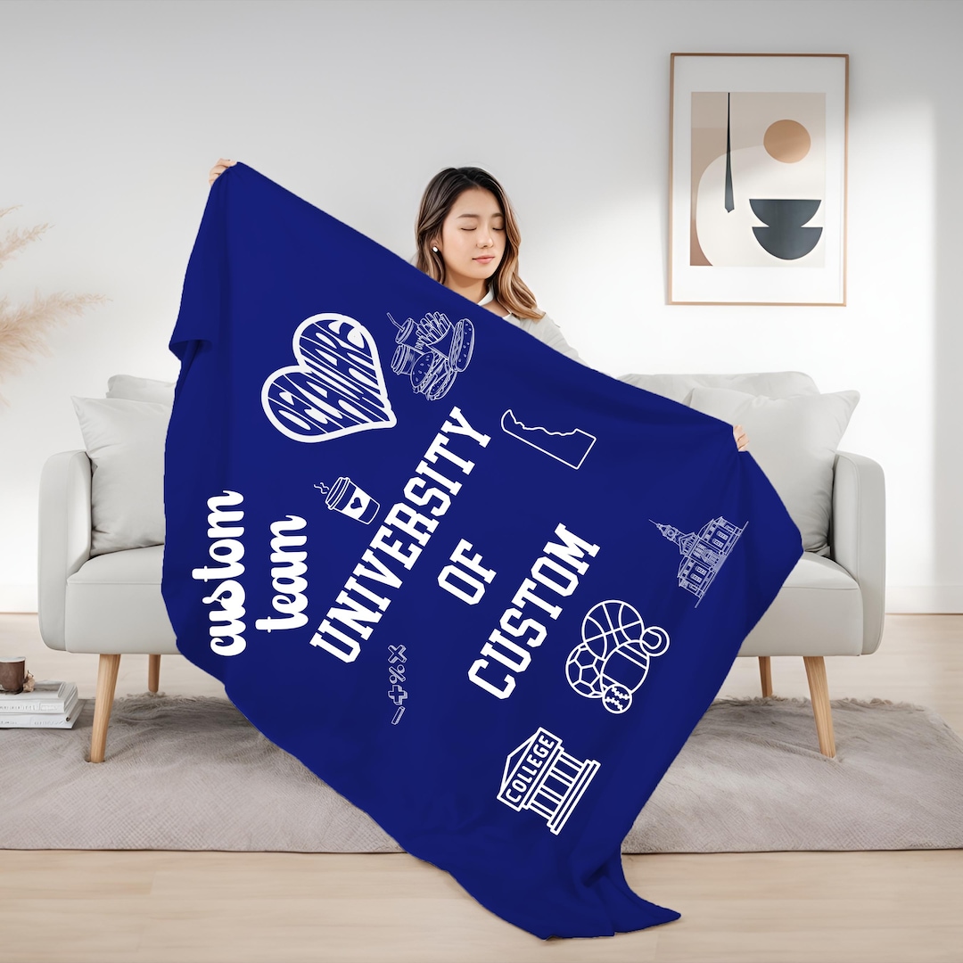 Custom College Blanket, Cozy Dorm Room Throw, Graduation Gift ...
