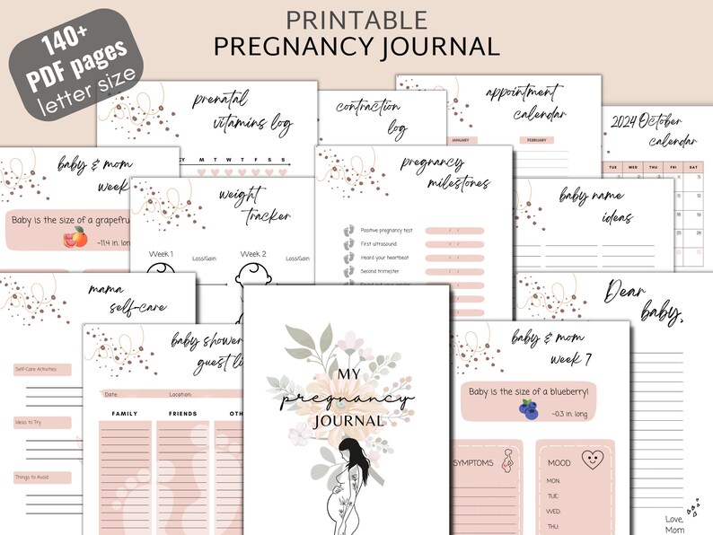 Pregnancy Planner Printable, Printable Pregnancy Journal, Expecting Mom ...