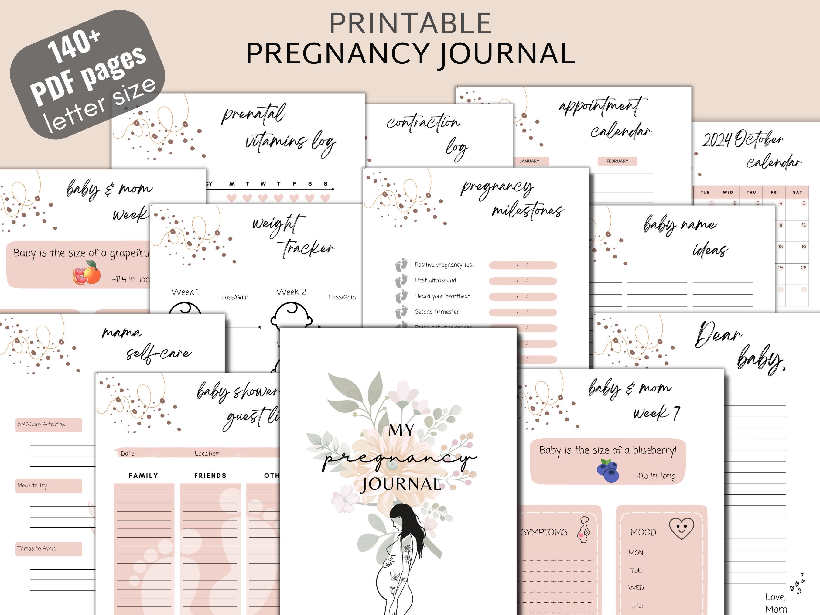 Pregnancy Planner Printable, Printable Pregnancy Journal, Expecting Mom ...