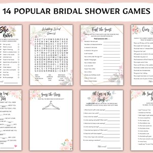 Printable Bridal Shower Games & Signs Bundle, Floral Engagement Party ...