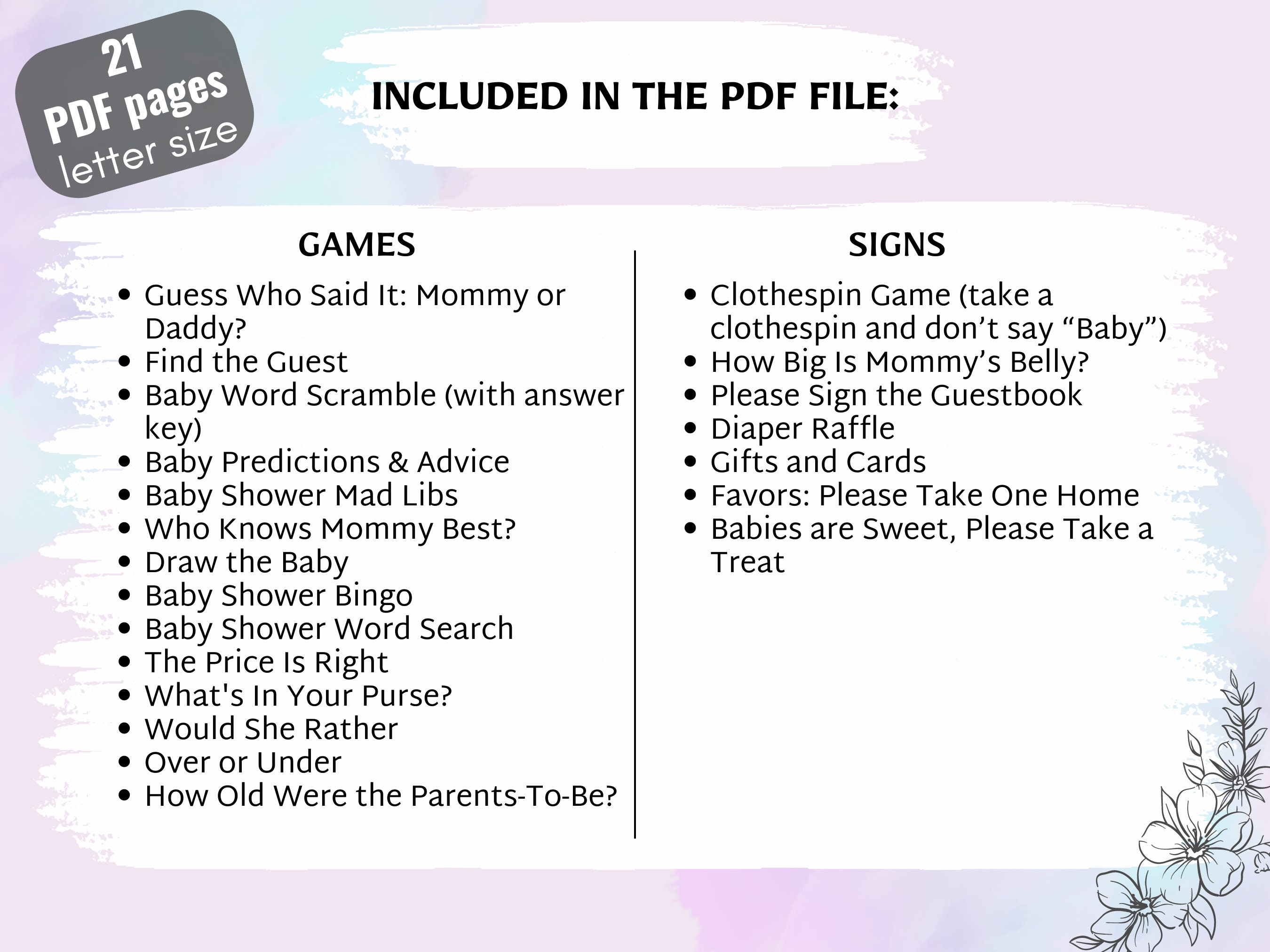 Baby Shower Games and Signs Bundle, Gender-neutral Baby Shower Games ...