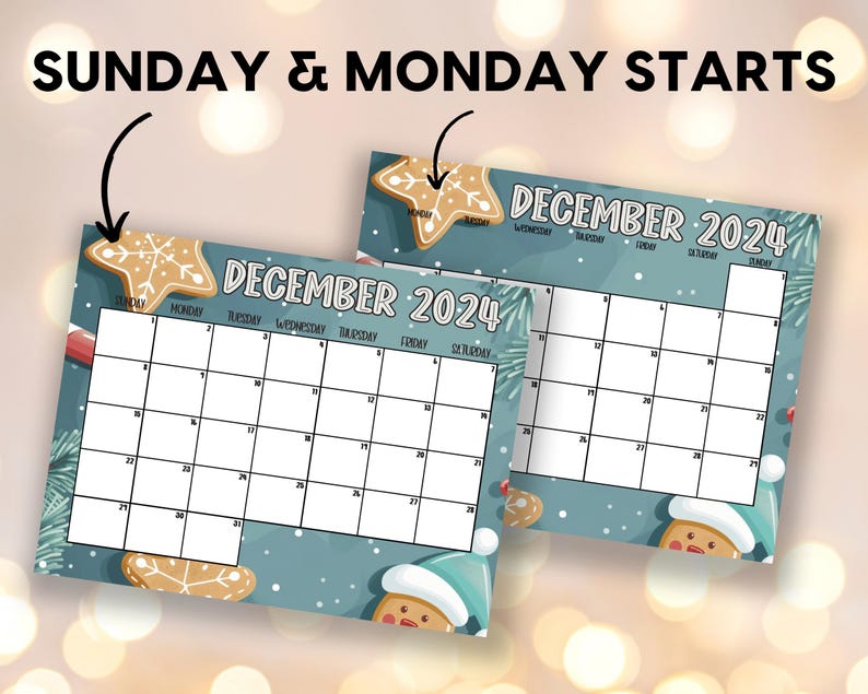 Editable December 2024 Calendar, Printable Monthly Calendar, Fillable ...