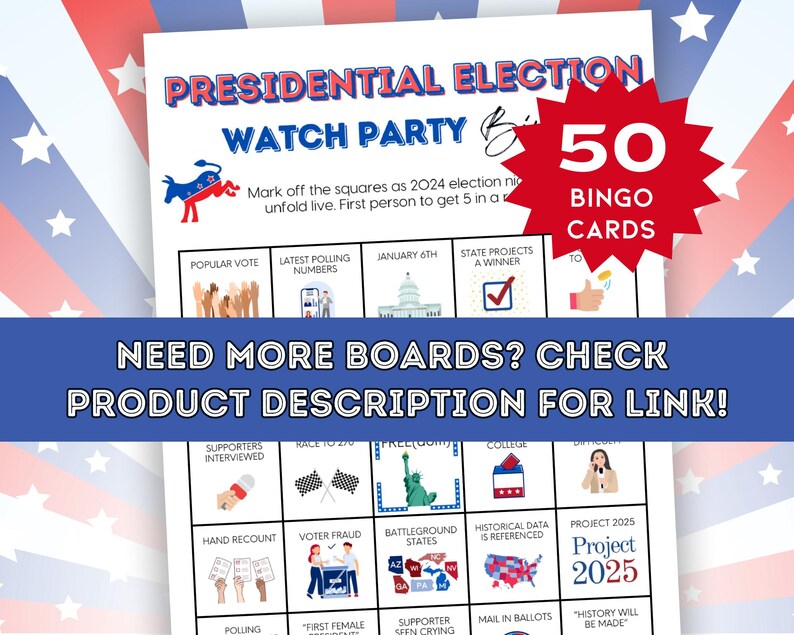 Election Bingo, Election Night Game, Election Watch Party Game | 2024 ...