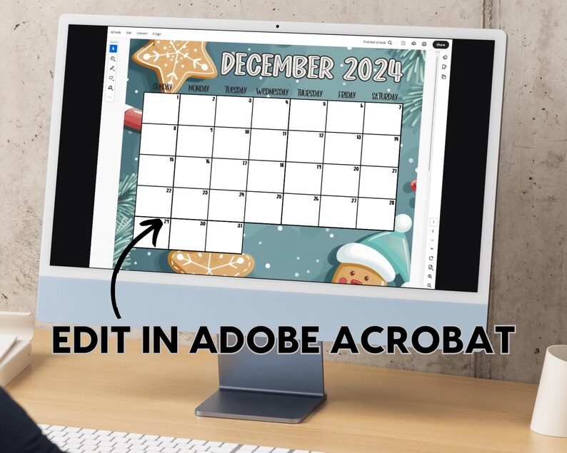 Editable December 2024 Calendar, Printable Monthly Calendar, Fillable ...