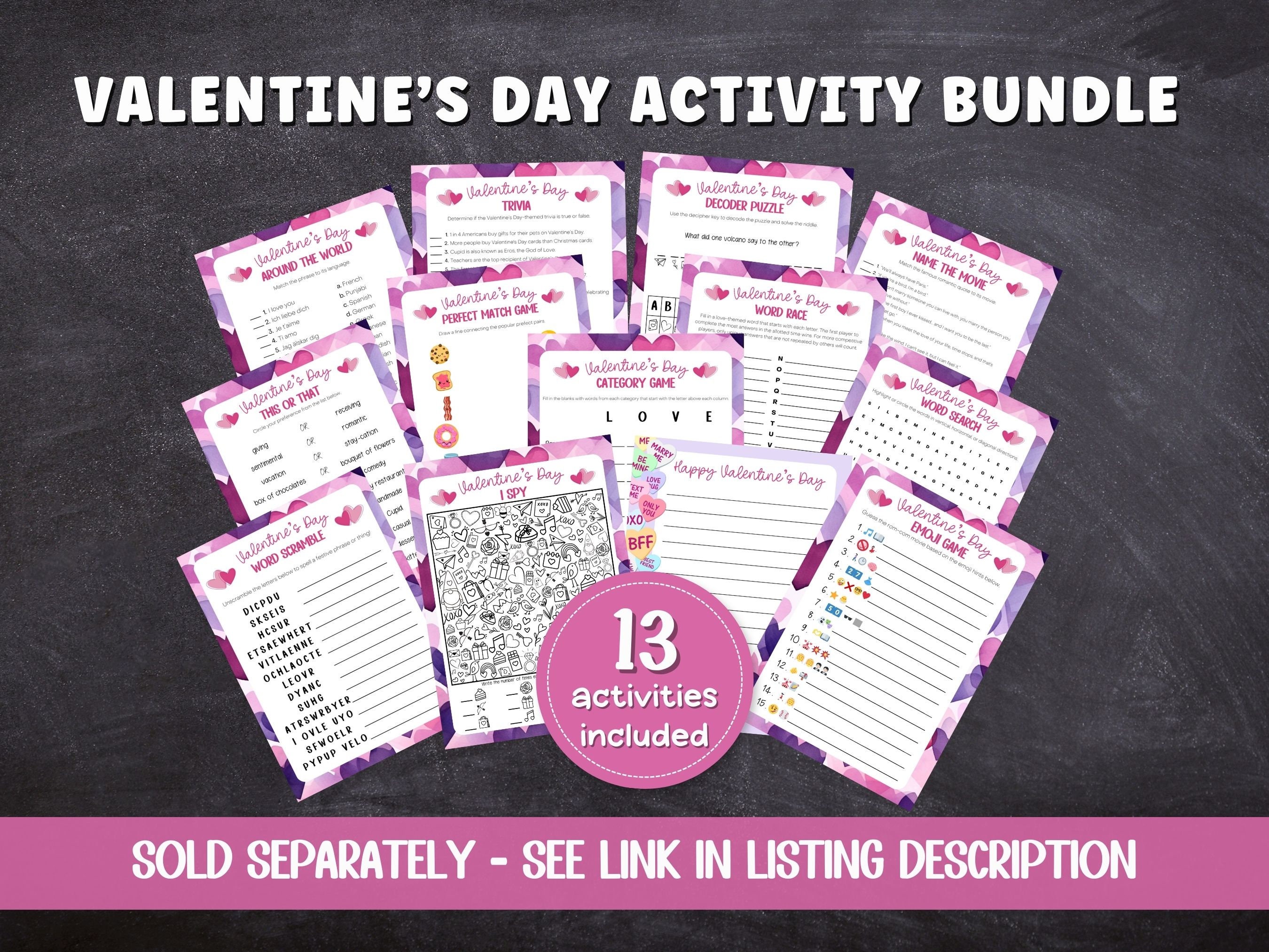 Kids Valentines Day BINGO Cards With 30 Unique Bingo Boards and Calling ...