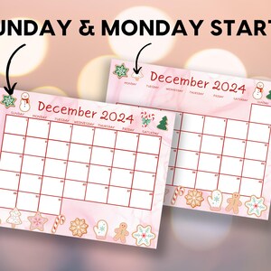 Editable December 2024 Calendar, Printable Monthly Calendar, Fillable ...