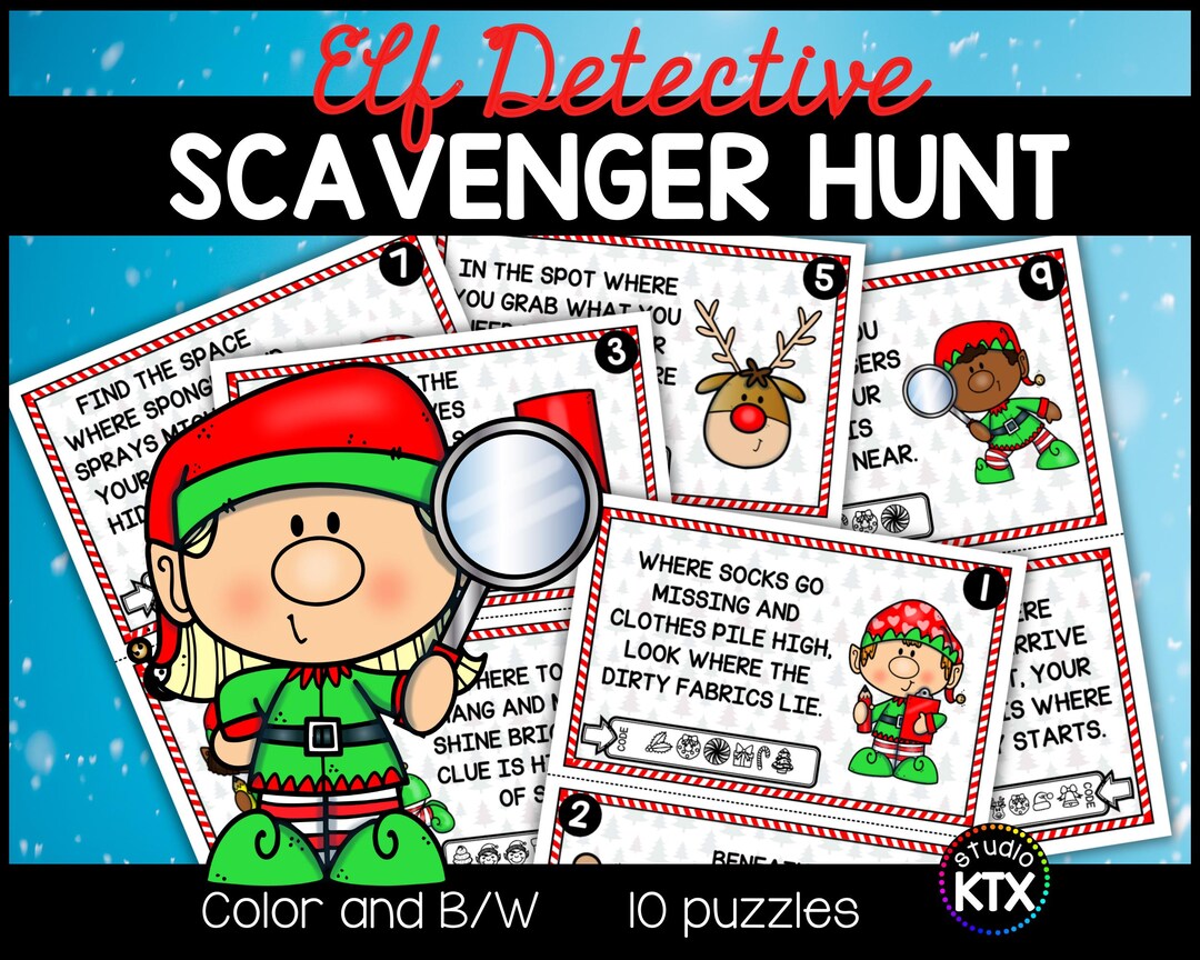 Christmas Elf Indoor Scavenger Hunt, Kids Treasure Hunt Game, Shelf Elf ...