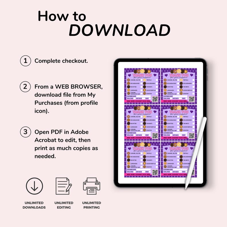 2026 Scout Cookie Delivery Receipt Editable Qr Code Reorder Printable ...