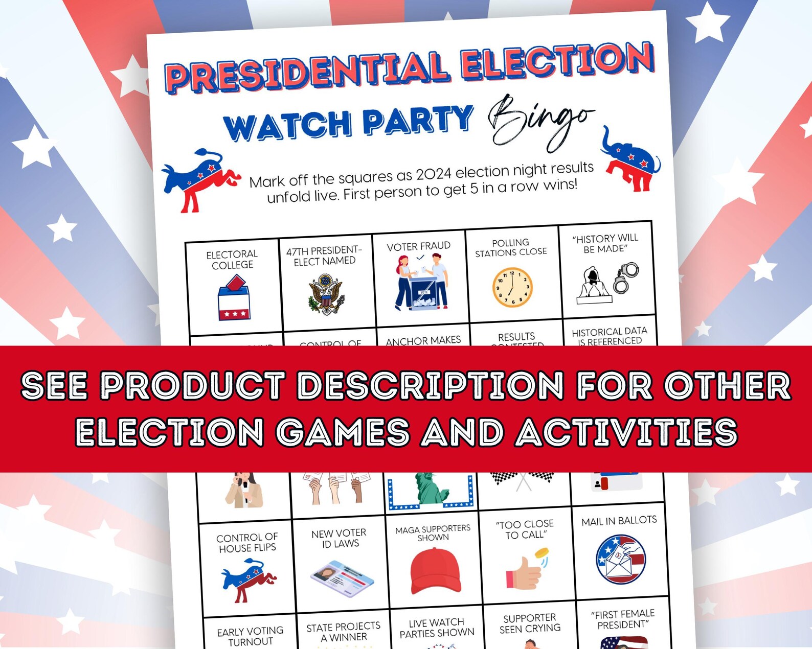 2024 Presidential Election Drinking Game, Election Night Game, Election ...