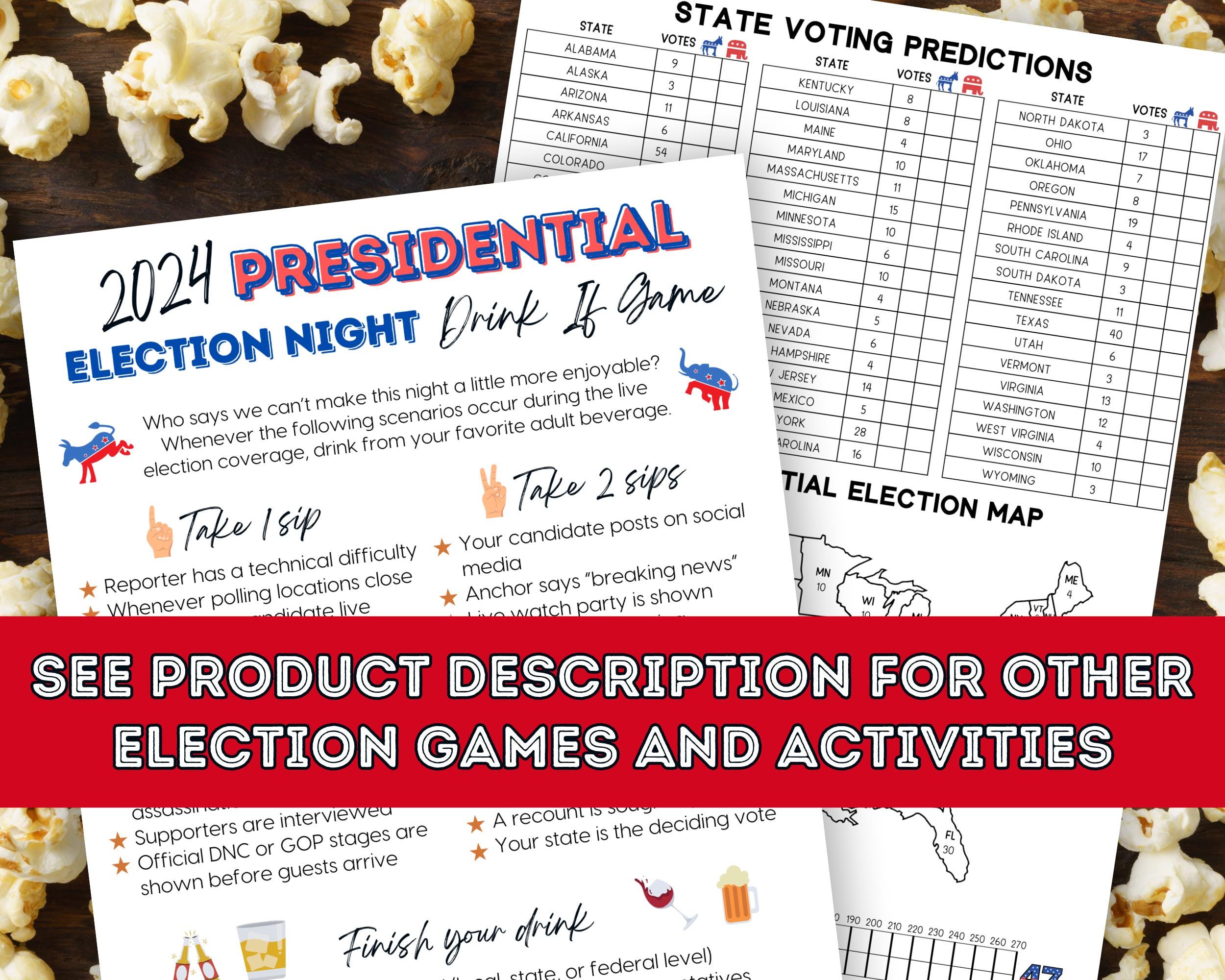 Election Bingo, Election Night Game, Election Watch Party Game 2024 ...