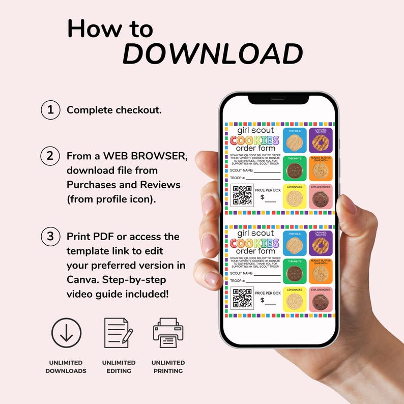 2026 Scout Cookie Order Form Editable Thank You Tag Girl Delivery ...